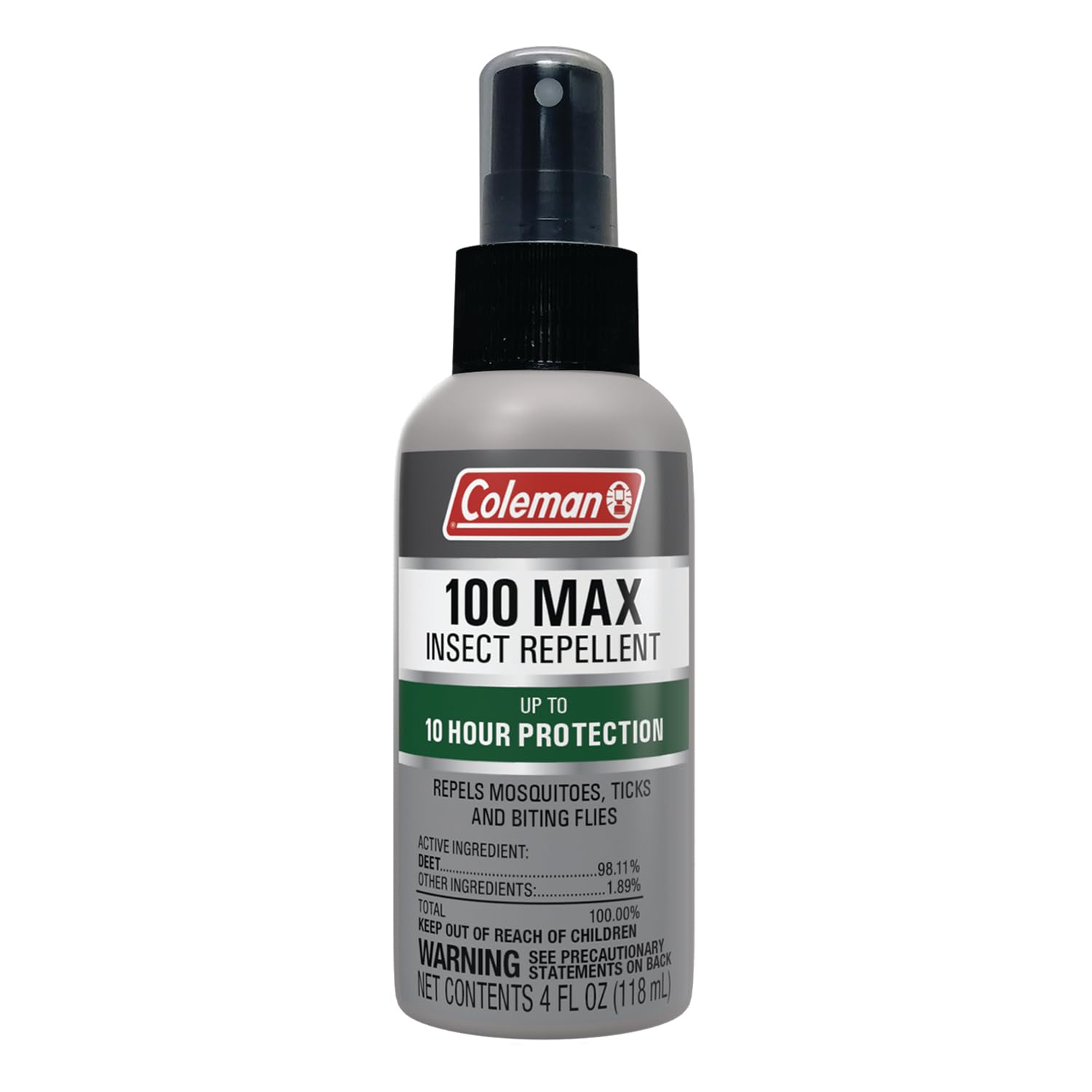 Coleman Insect Repellent Spray - 100% MAX DEET Insect Repellent Pump Spray, Protection Against Ticks, Mosquitoes, chiggers, gnats, Fleas and Flies, Ideal for Camping, Hiking, Outdoor Activities, 4oz