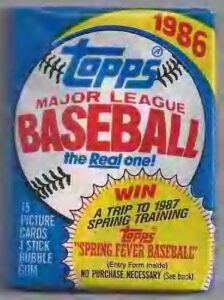 lot of 3 1986 topps baseball wax packs (45 cards total)