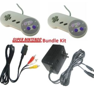 new super nintendo snes bundle kit set 2 controllers ac power adapter av cable