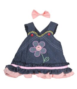 summer denim dress w/bow teddy bear clothes outfit fits most 14" - 18" build-a-bear and make your own stuffed animals