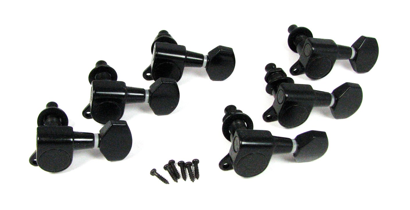 Black Electric Guitar Tuners/Machine Heads - 6pc. Right Inline (6R)