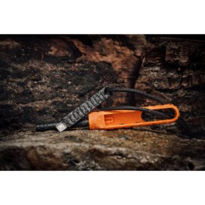 EXOTAC - polySTRIKER XL Ferrocerium Fire Starter with Snap-in Striker for Emergency Campfires and Hiking Survival Supplies (Orange/Black)