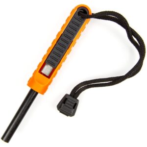 EXOTAC - polySTRIKER XL Ferrocerium Fire Starter with Snap-in Striker for Emergency Campfires and Hiking Survival Supplies (Orange/Black)