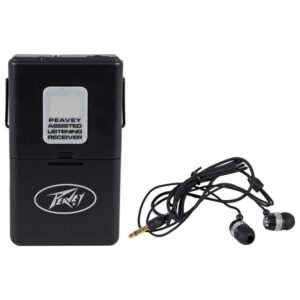 peavey alsr 72.1 mhz assisted listening receiver body pack for als 72.1 system antenna–integral with earphones