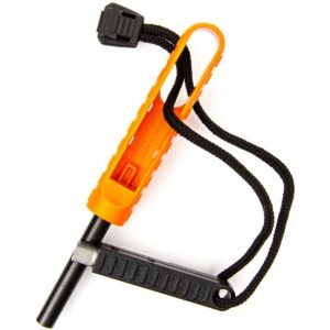 EXOTAC - polySTRIKER XL Ferrocerium Fire Starter with Snap-in Striker for Emergency Campfires and Hiking Survival Supplies (Orange/Black)