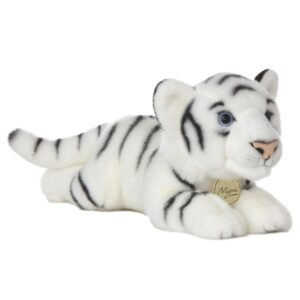 aurora® realistic miyoni® white tiger stuffed animal - lifelike detail - cherished companionship - 8 inches