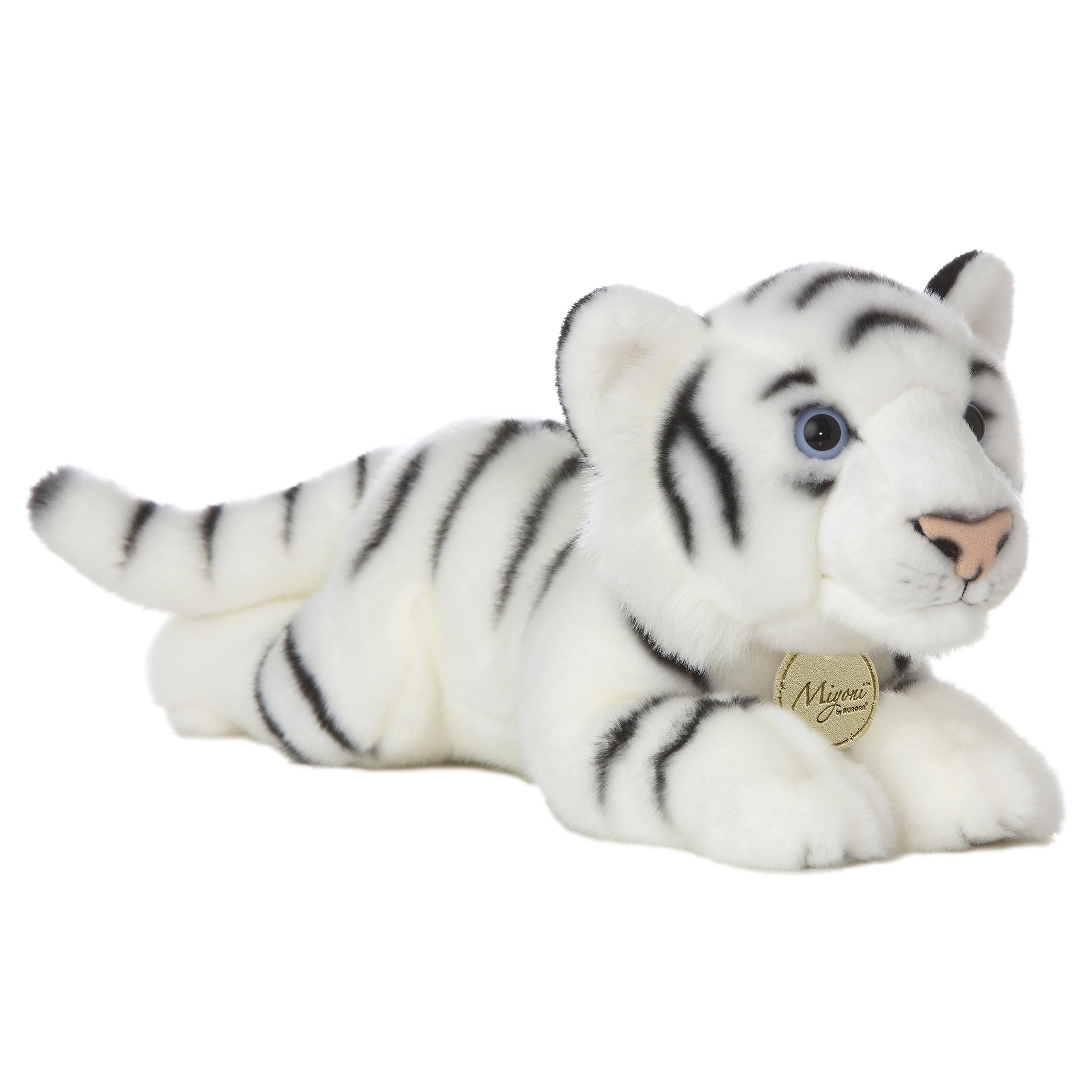 Aurora® Realistic Miyoni® White Tiger Stuffed Animal - Lifelike Detail - Cherished Companionship - 8 Inches