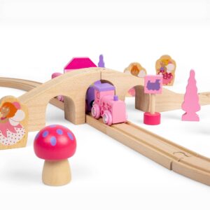 Bigjigs Rail Fairy Figure Of Eight Train Set - 35pc Pink Wooden Railway, Toy Trains & Accessories, Princess Toys For Kids, Compatible With Most Other Rail Brands, 3 Years Old +