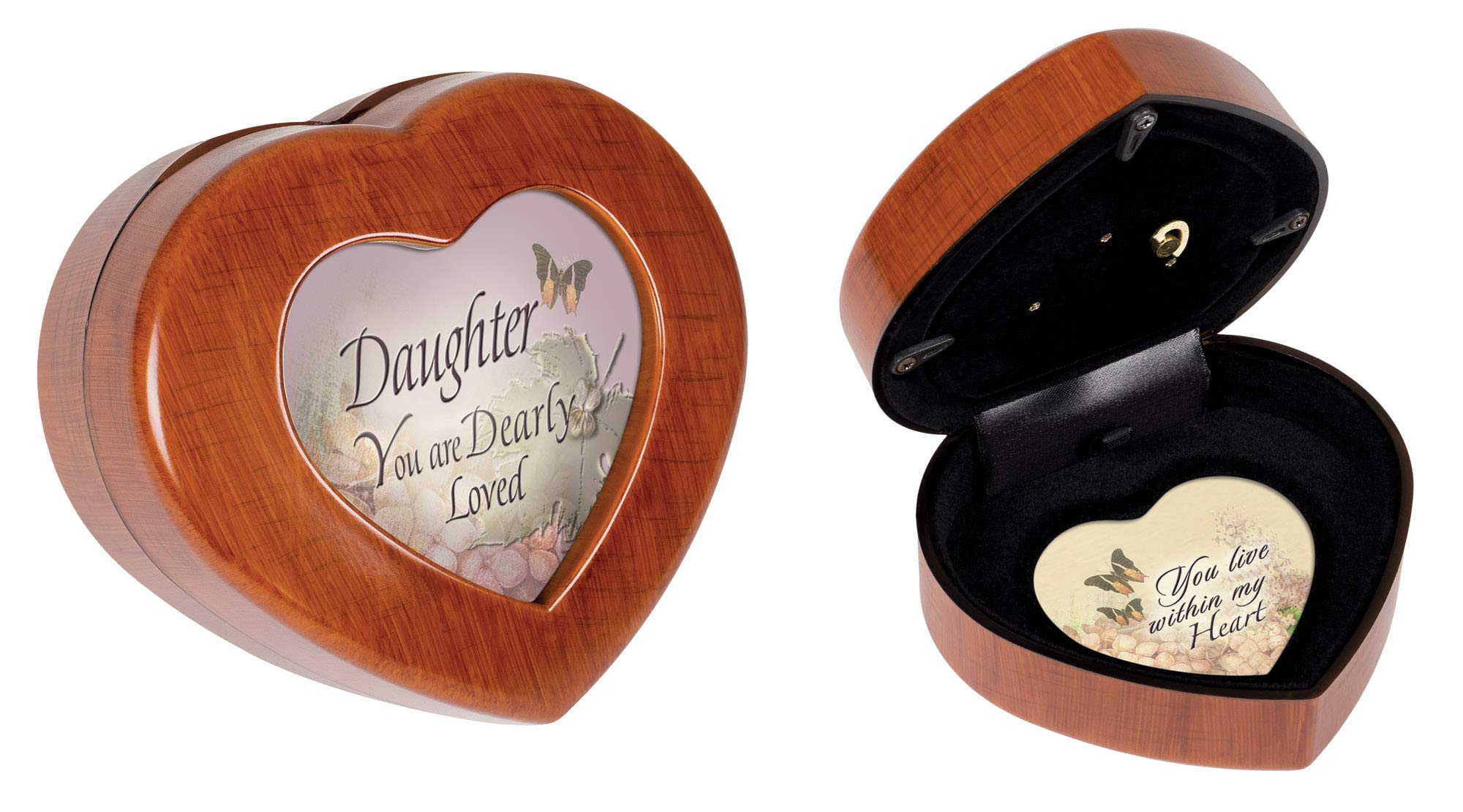 Cottage Garden Daughter You are Dearly Loved Woodgrain Jewelry Music Box Plays You Light Up My Life