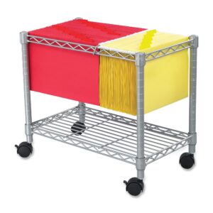 safco products 5201gr wire mobile letter or legal file cart - gray, collapsible space saving for compact storage. 4 locking wheels