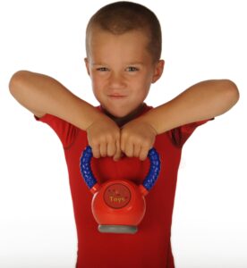 wod toys® kettle kid kettlebell red - safe, durable kettle bell weight lifting toy for kids fitness - kid gym workout and exercise equipment for toddlers and children