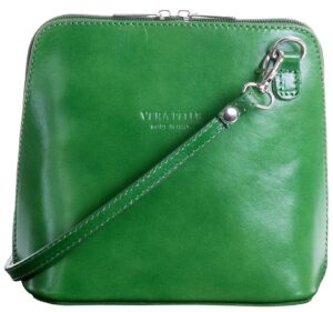 primo sacchi ladies italian leather green small micro cross body shoulder bag handbag purse