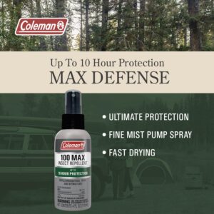 Coleman Insect Repellent Spray - 100% MAX DEET Insect Repellent Pump Spray, Protection Against Ticks, Mosquitoes, chiggers, gnats, Fleas and Flies, Ideal for Camping, Hiking, Outdoor Activities, 4oz