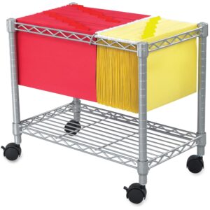 Safco Products 5201GR Wire Mobile Letter or Legal File Cart - Gray, Collapsible Space Saving for Compact Storage. 4 Locking Wheels