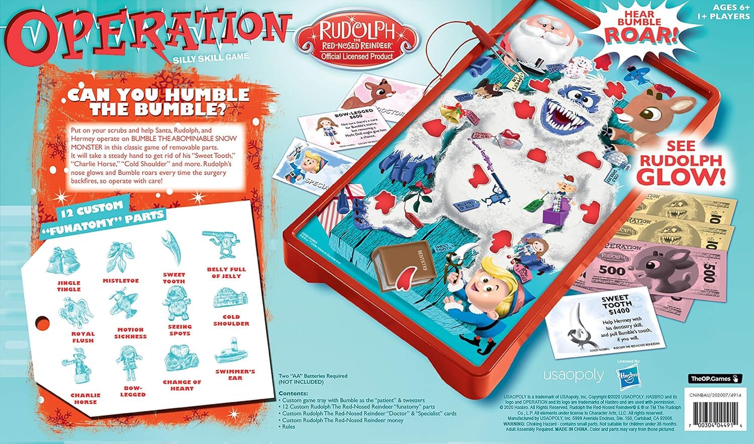 Operation Rudolph The Red Nosed Reindeer | Classic Electronic Board Game | Featuring Bumble The Abominable Snow Monster | Island of Misfit Toys from The Claymation Film