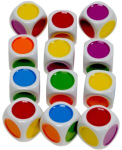 color dot, 6-sided novelty dice _ bundle of 12 identical dice