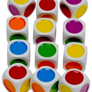 Color Dot, 6-Sided Novelty Dice _ Bundle of 12 Identical Dice