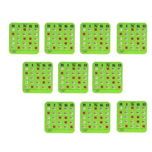 Regal Bingo Bulk Bingo Cards with Sliding Windows - Reusable Large Print Bingo Game Cards for Adults Large Group - 10 Pack, Green