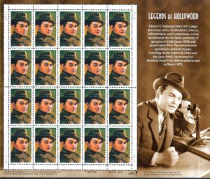 edward g. robinson legends of hollywood collectible stamp sheet of 20 33¢ stamps scott 3446