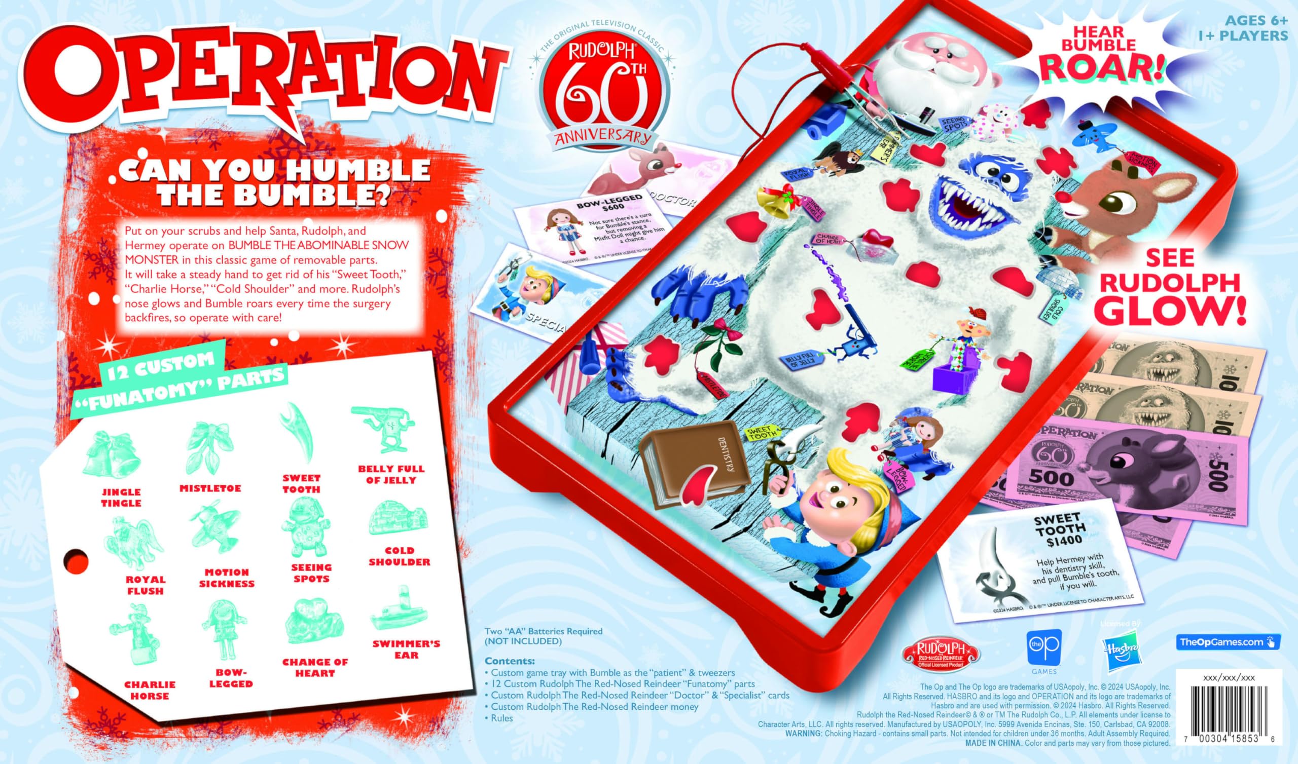 Operation Rudolph The Red Nosed Reindeer | Classic Electronic Board Game | Featuring Bumble The Abominable Snow Monster | Island of Misfit Toys from The Claymation Film