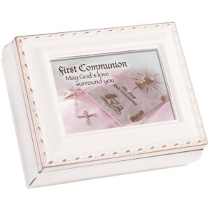 cottage garden first communion ivory rope trim 4.5 x 3.5 tiny square jewelry keepsake box