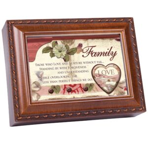 cottage garden family those who love and nurture woodgrain rope trim jewelry music box plays wonderful world