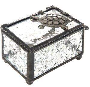 j devlin sea turtle trinket glass jewelry box 331