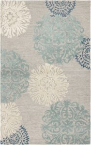 rizzy home | di2241 | dimensions collection | wool area rug | 8' x 10' | blue/gray/rust/blue medallion