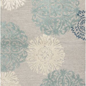 Rizzy Home | DI2241 | Dimensions Collection | Wool Area Rug | 8' x 10' | Blue/Gray/Rust/Blue Medallion