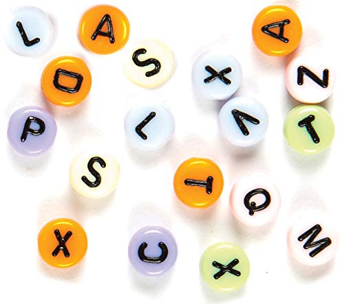 Baker Ross Alphabet Beads, Pony Bead Crafts for Kids Arts and Crafts and Jewelry Making (Pack of 400 Pieces), Assorted, ET151