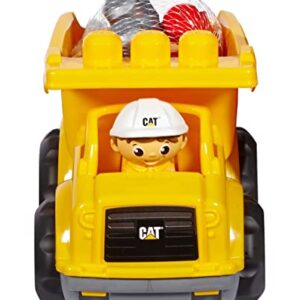 MEGA BLOKS Cat Toddler Blocks Building Toy Set, Lil’ Dump Truck with 7 Pieces and Storage, 1 Figure, Yellow, Ages 1+ Years