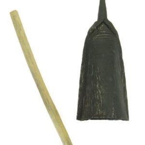 African Alo Bell with stick - Metal Iron Cow Bell - Medium