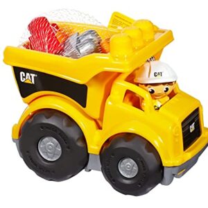 MEGA BLOKS Cat Toddler Blocks Building Toy Set, Lil’ Dump Truck with 7 Pieces and Storage, 1 Figure, Yellow, Ages 1+ Years