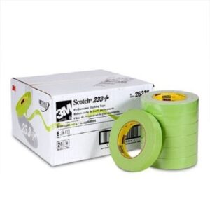 3m 233+ green masking tape, 1 inch x 55 meters – high-performance automotive masking tape, 24 rolls/case