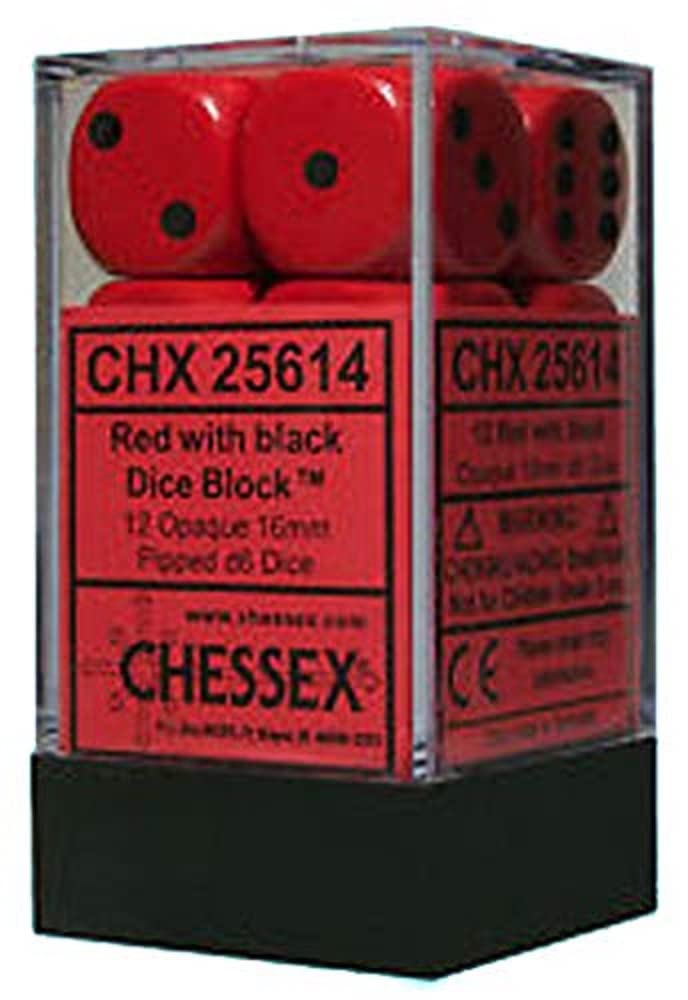 DND Dice Set-Chessex D&D Dice-12mm Opaque Red and Black Plastic Polyhedral Dice Set-Dungeons and Dragons Dice Includes 12Dice - D6, Various (CHX25614)