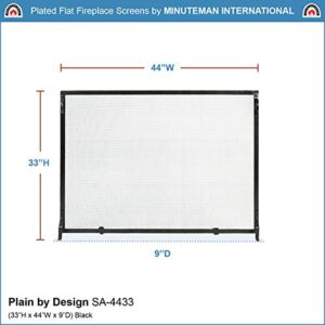 Minuteman International SA-4433 Plain by Design Fireplace Screen, 44 x 33-in , Black