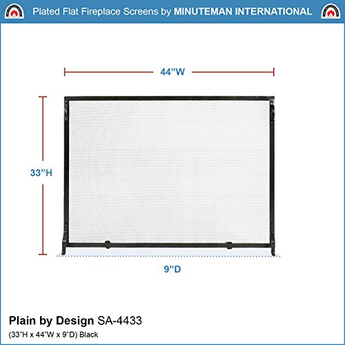 Minuteman International SA-4433 Plain by Design Fireplace Screen, 44 x 33-in , Black