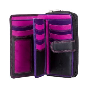 Visconti RIO 13 Ladies Large Soft Leather Purse/Wallet (Black/Pink)