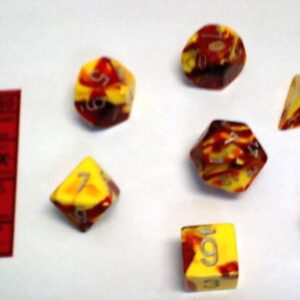 Chessex CHX26450 Dice-Gemini Red-Yellow/Silver Set, One Size, Multicolor