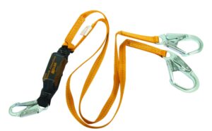 miller titan by honeywell t6123/6ftaf 6-feet stretch double legged shock-absorbing lanyard with 1-3/4-inch locking rebar snap hook on each leg