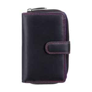 visconti rio 13 ladies large soft leather purse/wallet (black/pink)