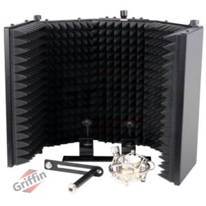 studio microphone soundproofing acoustic foam panel by griffin | soundproof filter | sound diffusion mic booth shield | isolation diffuser | noise absorbing/barrier for dj vocal audio music recording