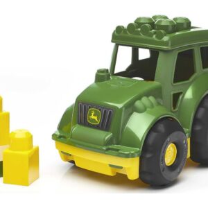 MEGA BLOKS John Deere Toddler Building Blocks Toy Set, Lil’ Tractor with 6 Pieces and Storage, 1 Figure, Green , Ages 1+ Years