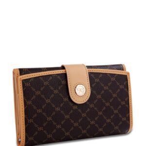 Rioni Signature Brown Multi-fold Button Wallet St-w003