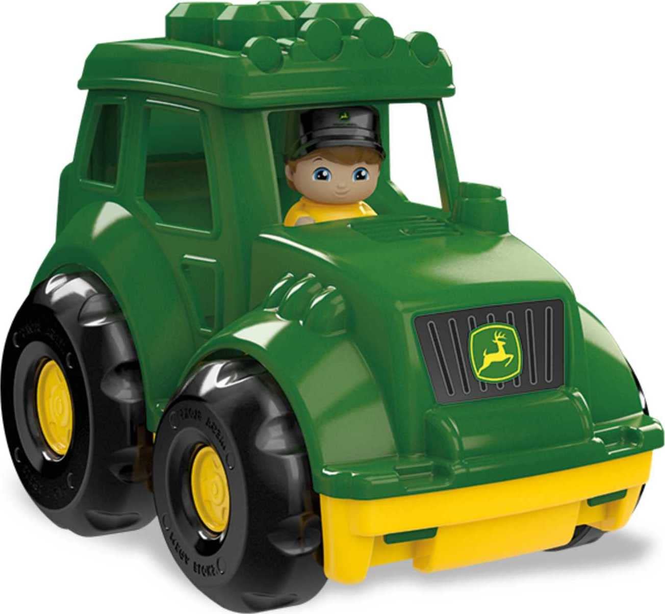 MEGA BLOKS John Deere Toddler Building Blocks Toy Set, Lil’ Tractor with 6 Pieces and Storage, 1 Figure, Green , Ages 1+ Years