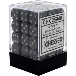 dnd dice set-chessex d&d dice-12mm speckled hi-tech plastic polyhedral dice set-dungeons and dragons dice includes 36 dice – d6, various (chx25940)