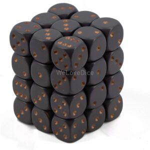 chessex dice dnd dice set-chessex d&d dice-12mm opaque dark grey and copper plastic polyhedral dice set-dungeons and dragons dice includes 36 dice – d6, various (chx25820)