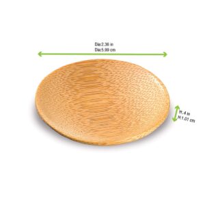 PacknWood 209BBPING - “Ping Compostable Bamboo Round Plate - Round Palm Leaf Plates - Biodegradable, Eco-Friendly, Disposable Dish Plates - (.50 oz - : 2.3") - (144 per case)