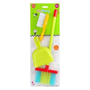 playgo my cleaning tools set 3pcs housekeeping broom mini brush & mini shovel dustpan children | toy cleaning supplies that work! montessori housekeeping tools that fit into kid's hands (3117)