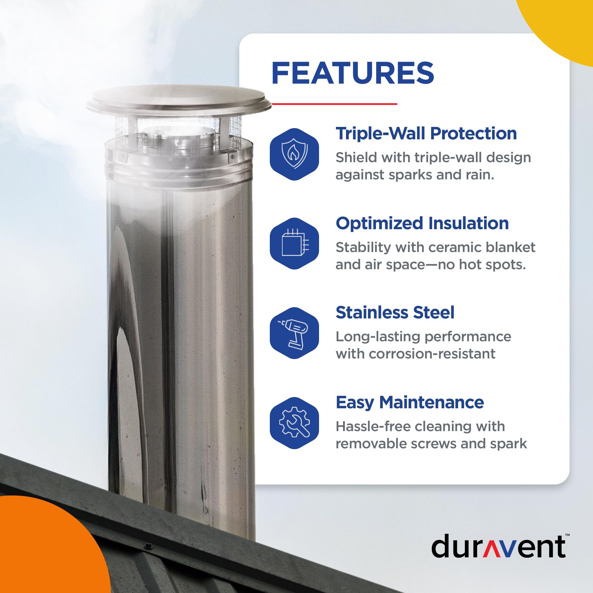 Simpson Duravent 8DP-VC DuraPlus Collection Class-A Chimney Pipe Triple-Wall Chimney Cap with Spark Arrestor, Stainless Steel, Removable Screws, 8" Inner Diameter, 14" Outer Diameter, 8" Height